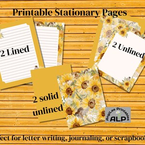 Printable Sunflower Stationary Set,printable Paper, Stationery Set ...