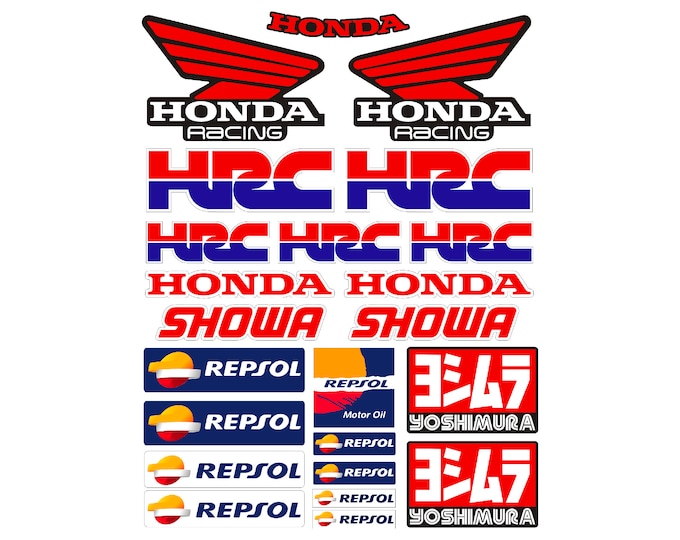 24 Vinyl Stickers Adhesive Decals Sponsor HONDA RACING Motorcycle ...