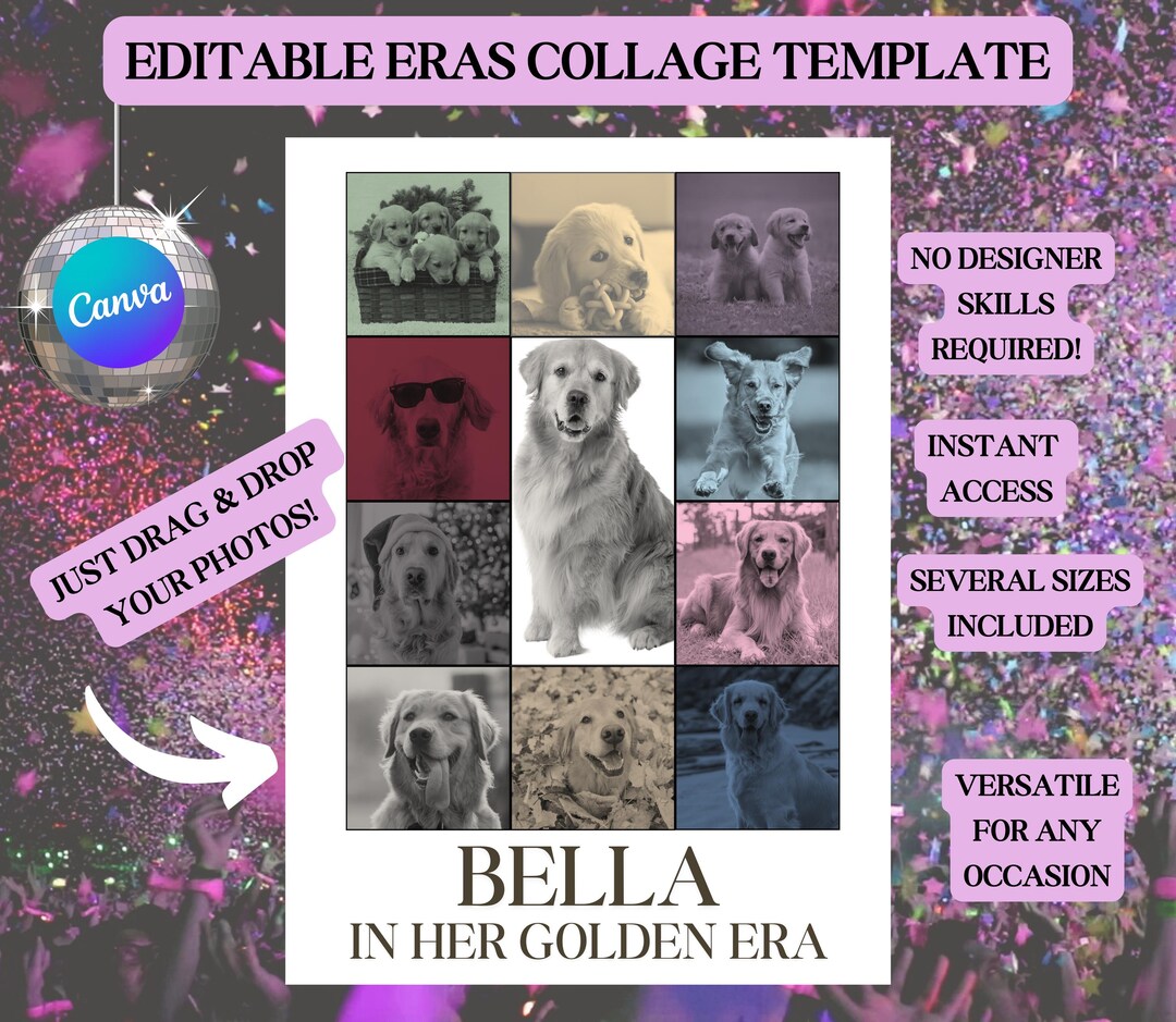 Editable Pet Poster DIY Template, Era Themed Dog Birthday, DIY Gift for ...