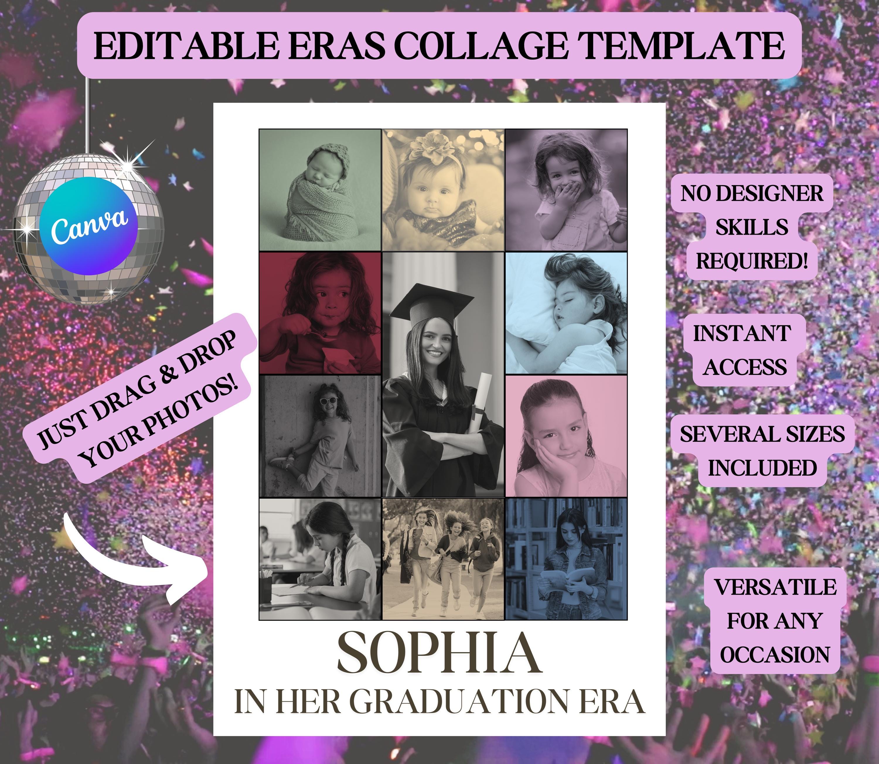 Editable in My Graduation Era Custom Photo Collage Template, DIY Gift ...