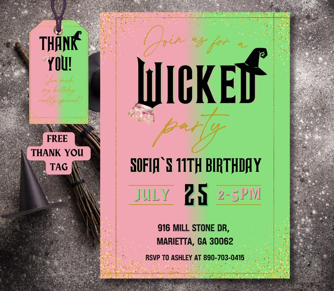 Editable Wizard Oz Birthday Invitation, Halloween Witch Magic Party ...