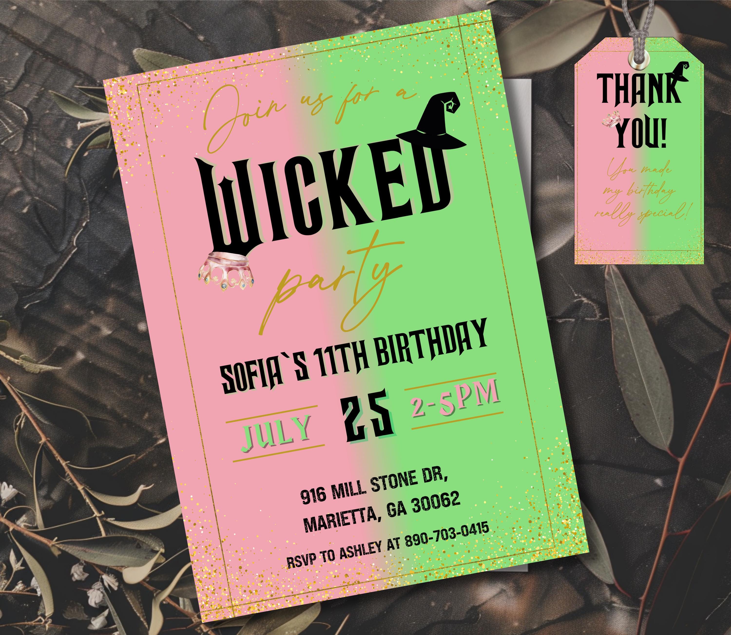 Editable Wizard Oz Birthday Invitation, Halloween Witch Magic Party ...