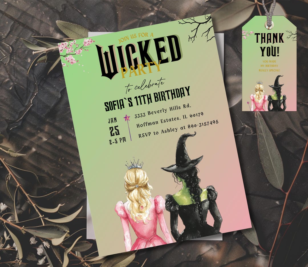 Editable Wicked Birthday Invitation, Halloween Witch Magic Party Invite ...