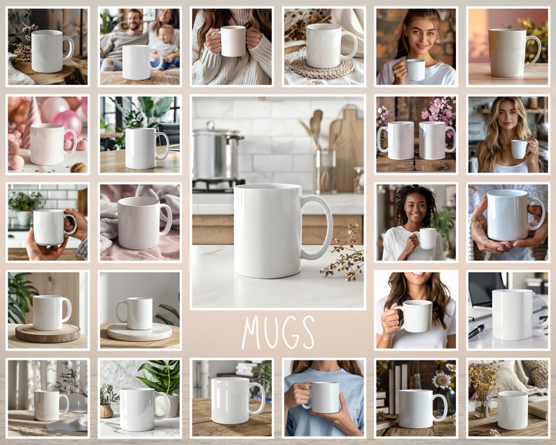Mugs Mockup 100+ White Mock Bundle Coffee Tea Plain Cup Minimalist ...