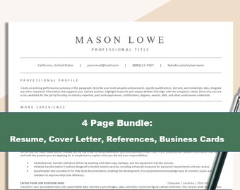Cover Letter Business Card Resume - Etsy