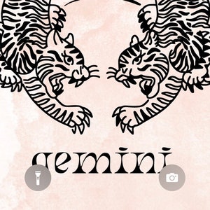 Gemini Zodiac Tigers Phone Background - Etsy