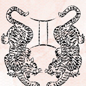 Gemini Zodiac Tigers Phone Background - Etsy