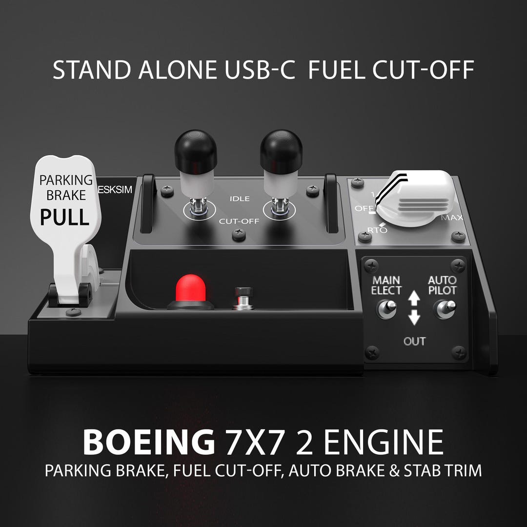 Boeing 7X7 2 Engine Flight Simulator Panel: Fuel Cutoff, Parking Brake ...
