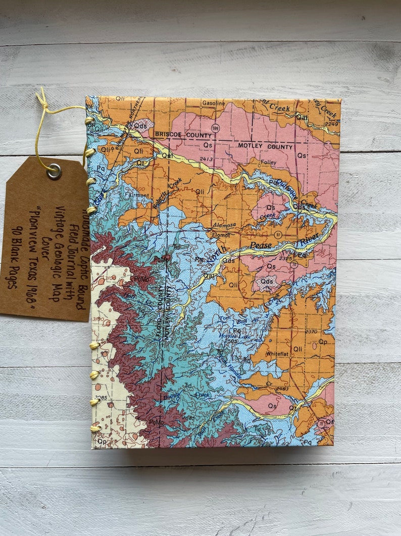 Vintage Geologic Map Handmade Field Journal Coptic Bound Notebook - Etsy