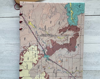 Vintage Geologic Map Handmade Field Journal Coptic Bound Notebook - Etsy