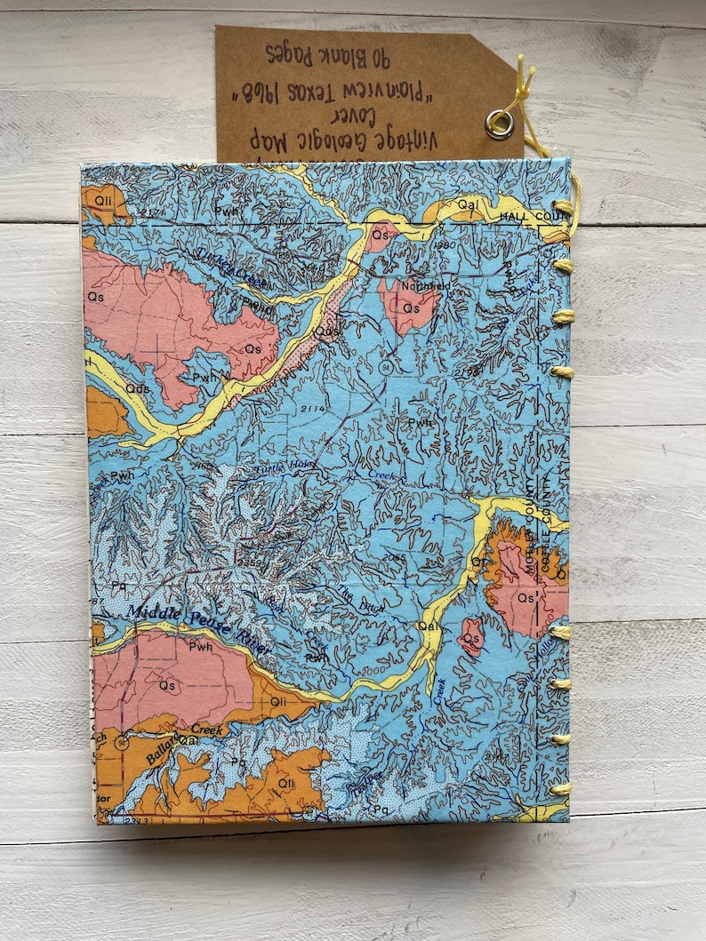 Vintage Geologic Map Handmade Field Journal Coptic Bound Notebook - Etsy