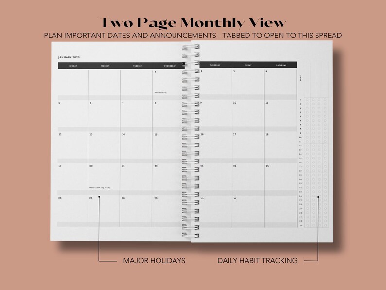 2025 Nourished Planner - 12 Month Calendar Planner - Weekly Planner ...