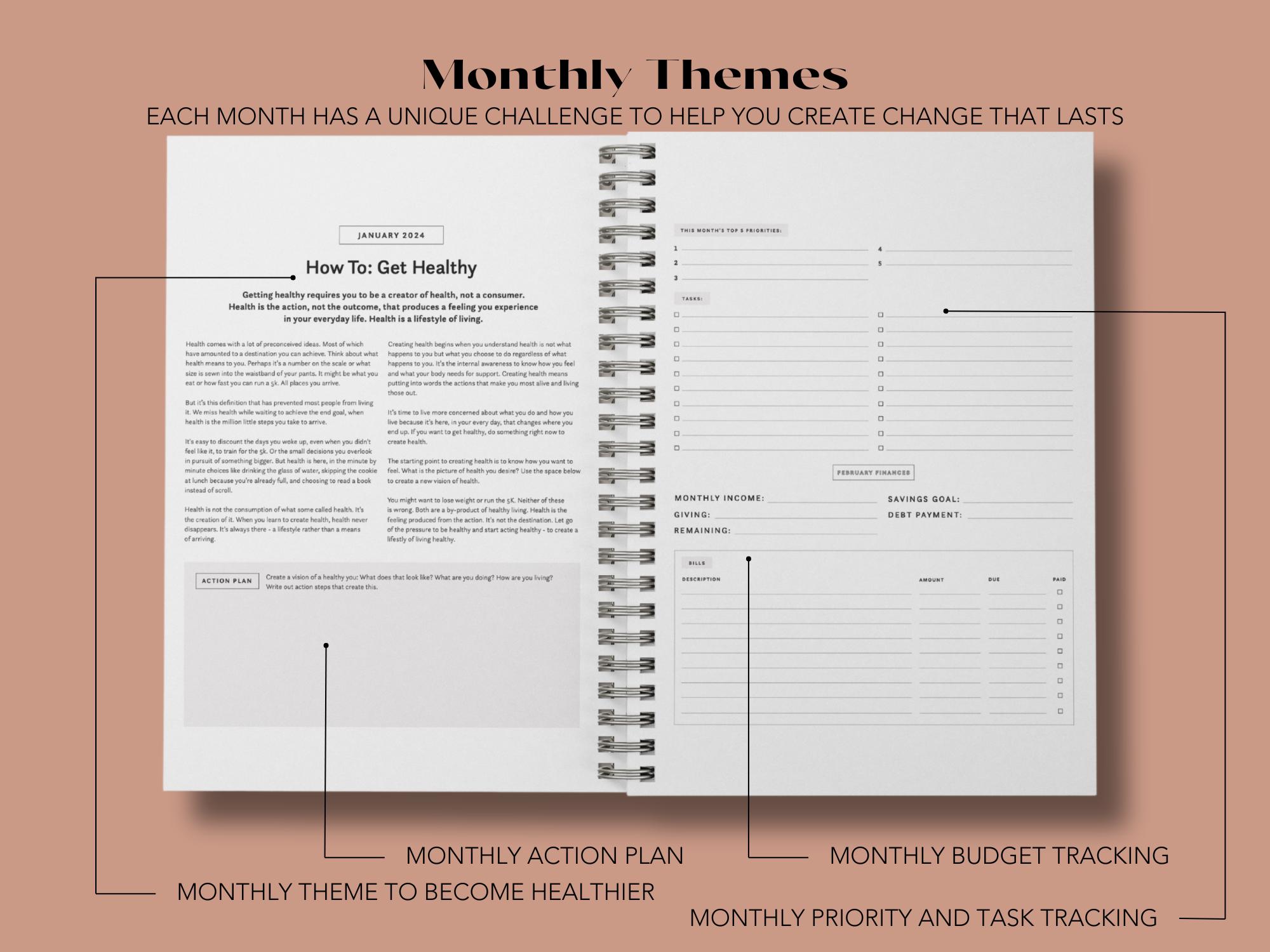 2025 Nourished Planner - 12 Month Calendar Planner - Weekly Planner ...