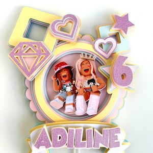 Girls Gamer Cake Topper | Video Game Cake Topper | Block Party | Pink ...