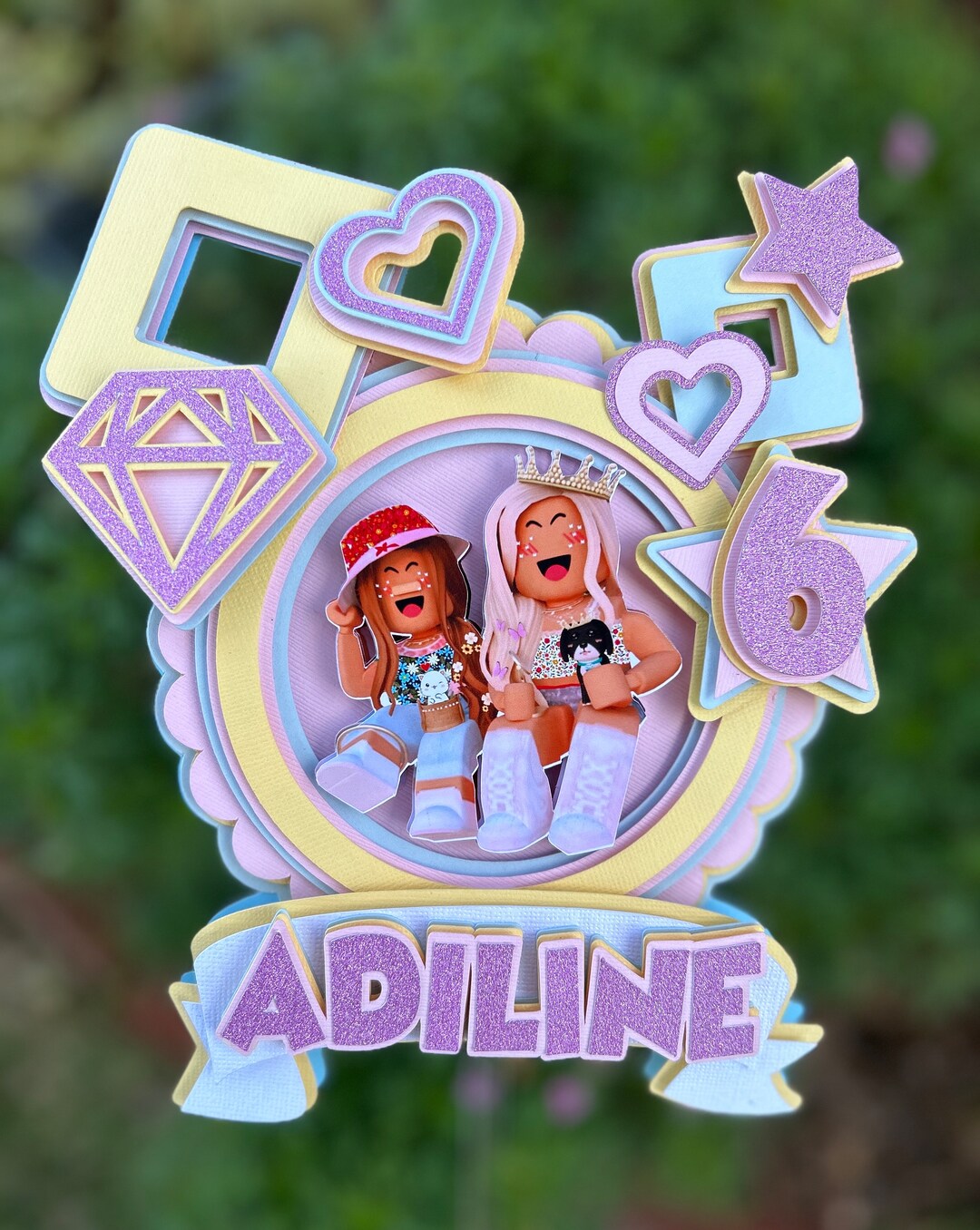 Girls Gamer Cake Topper | Video Game Cake Topper | Block Party | Pink ...