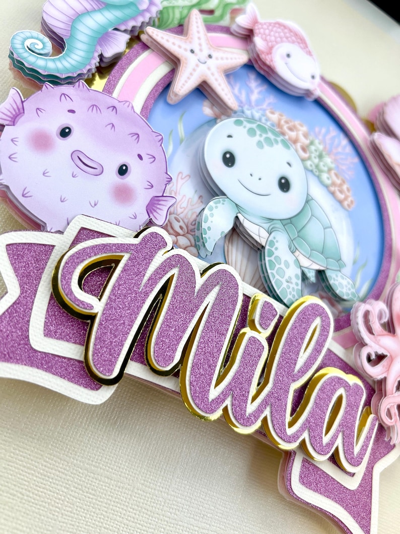 Under the Sea Cake Topper | Sea Animals Cake Topper | Sea Turtle Cake ...