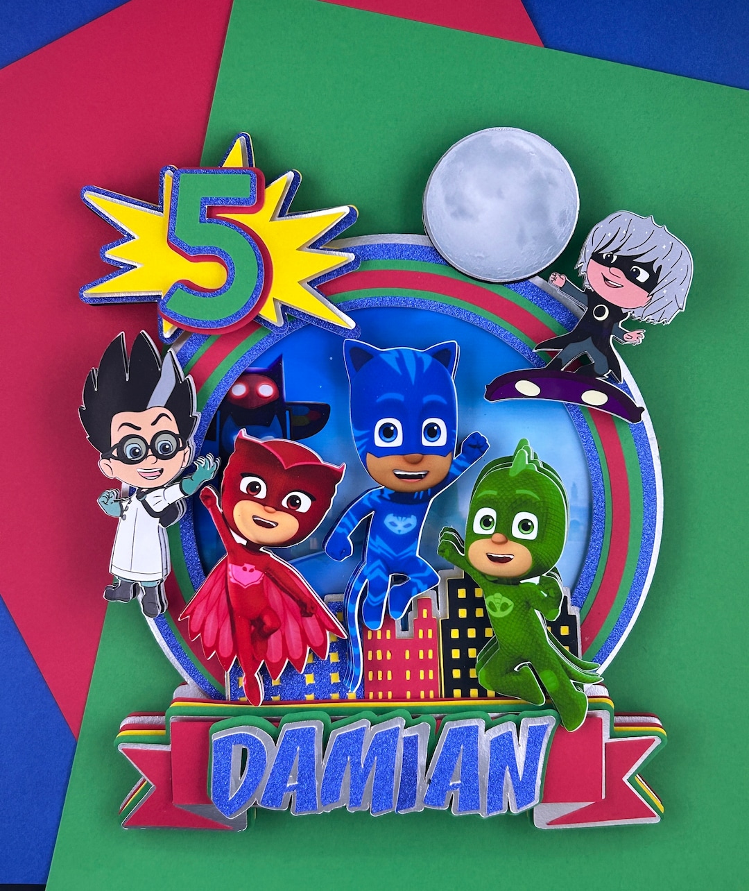 PJ Mask Cake Topper | Superhero Cake Topper | PJ Heroes Cake Topper ...