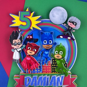 PJ Mask Cake Topper | Superhero Cake Topper | PJ Heroes Cake Topper ...