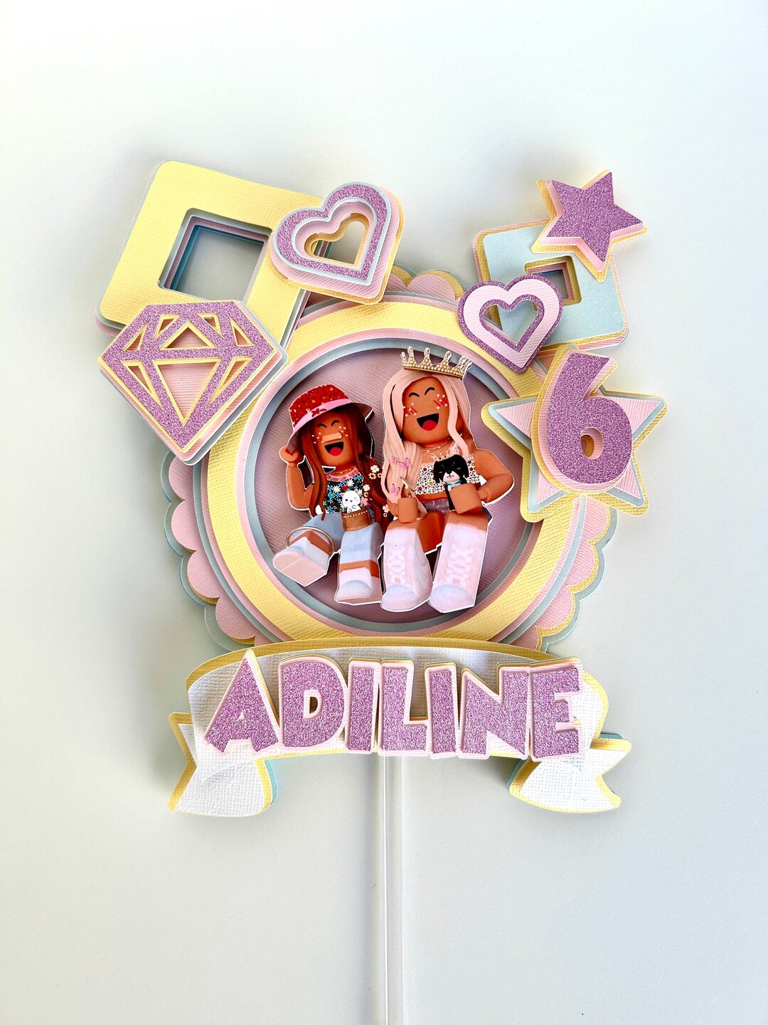 Girls Gamer Cake Topper Video Game Cake Topper Block Party Pink Game ...