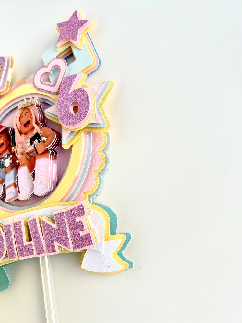 Girls Gamer Cake Topper | Video Game Cake Topper | Block Party | Pink ...