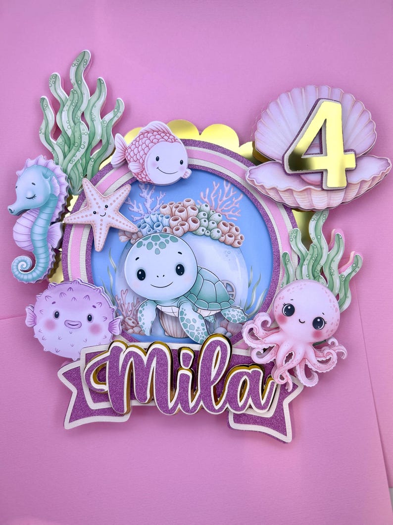 Under the Sea Cake Topper | Sea Animals Cake Topper | Sea Turtle Cake ...