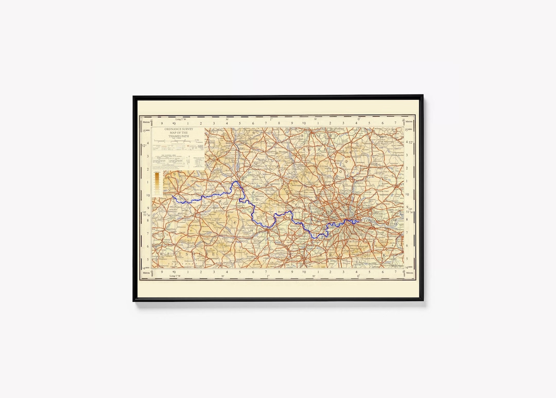 Thames Path Walking Route Map - Etsy UK