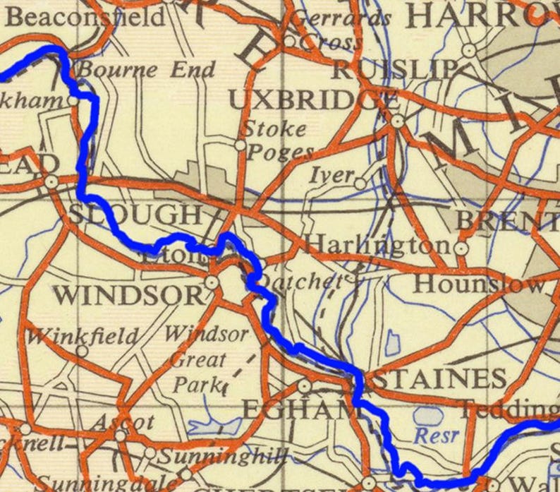 Thames Path Walking Route Map - Etsy UK