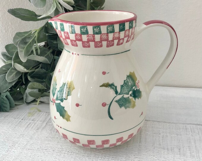 Vintage Ceramic Holiday Pitcher - Etsy