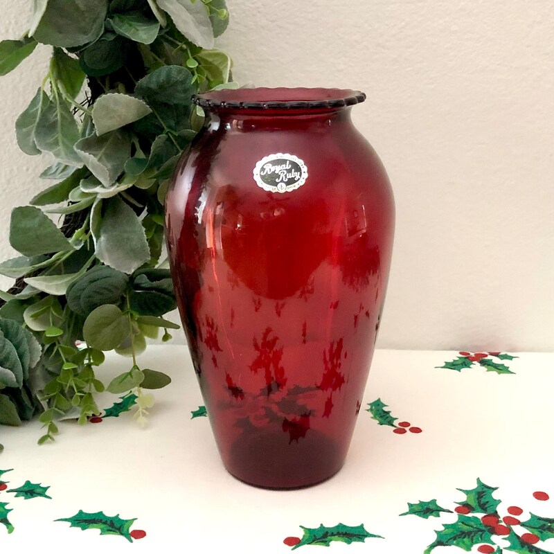 Ruby Red Vase - Etsy