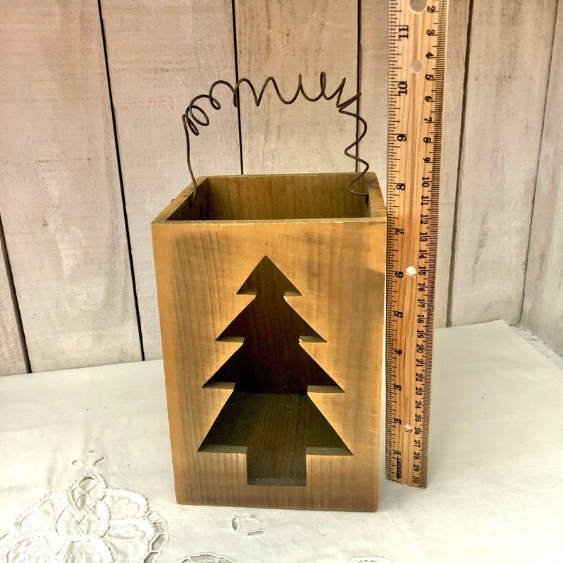 Vintage Wooden Christmas Tree Lantern - Etsy