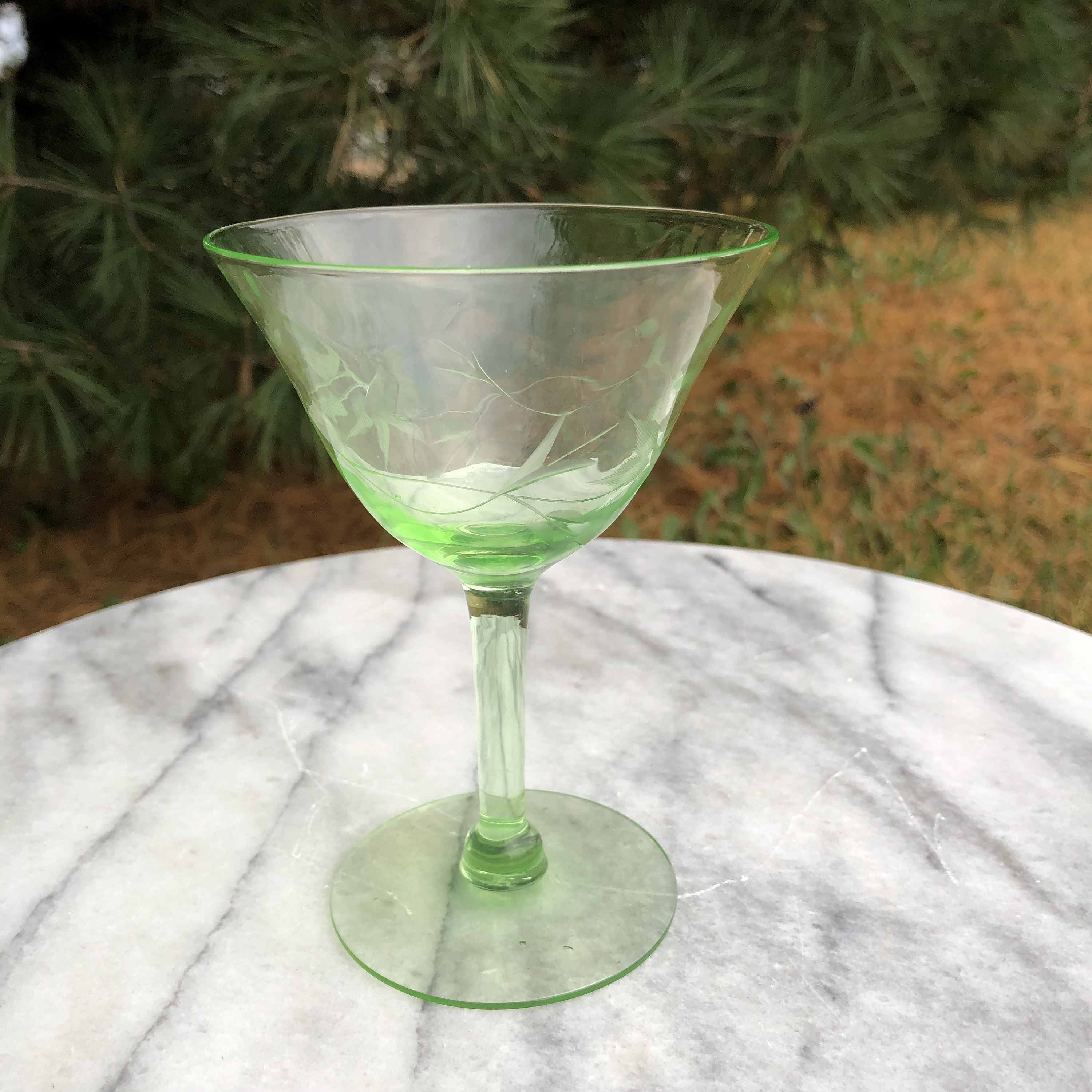Vintage Green Etched Uranium Glass Sherbet Stems - Etsy