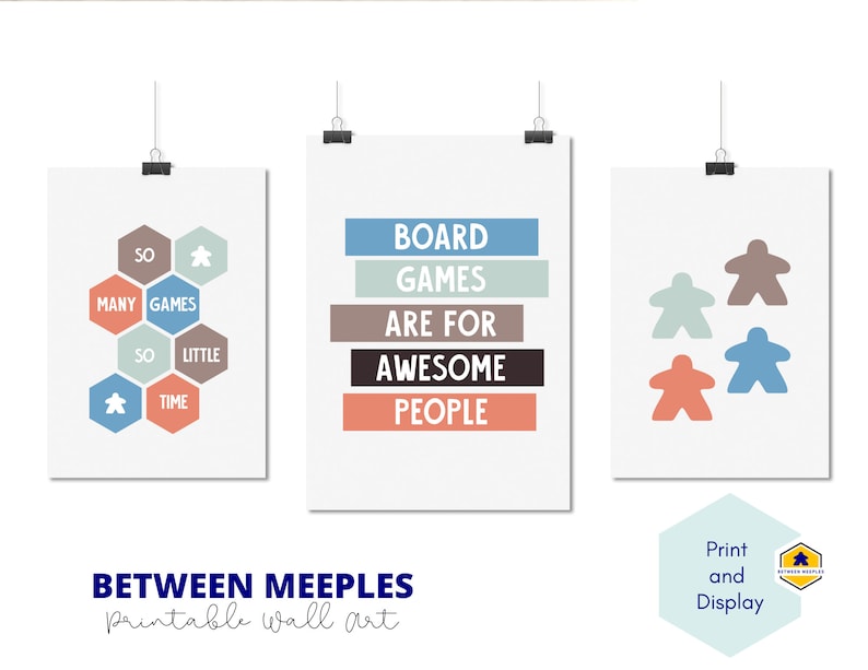 Set of 3 Awesome Board Game Printable Wall Art Minimalist Digital ...