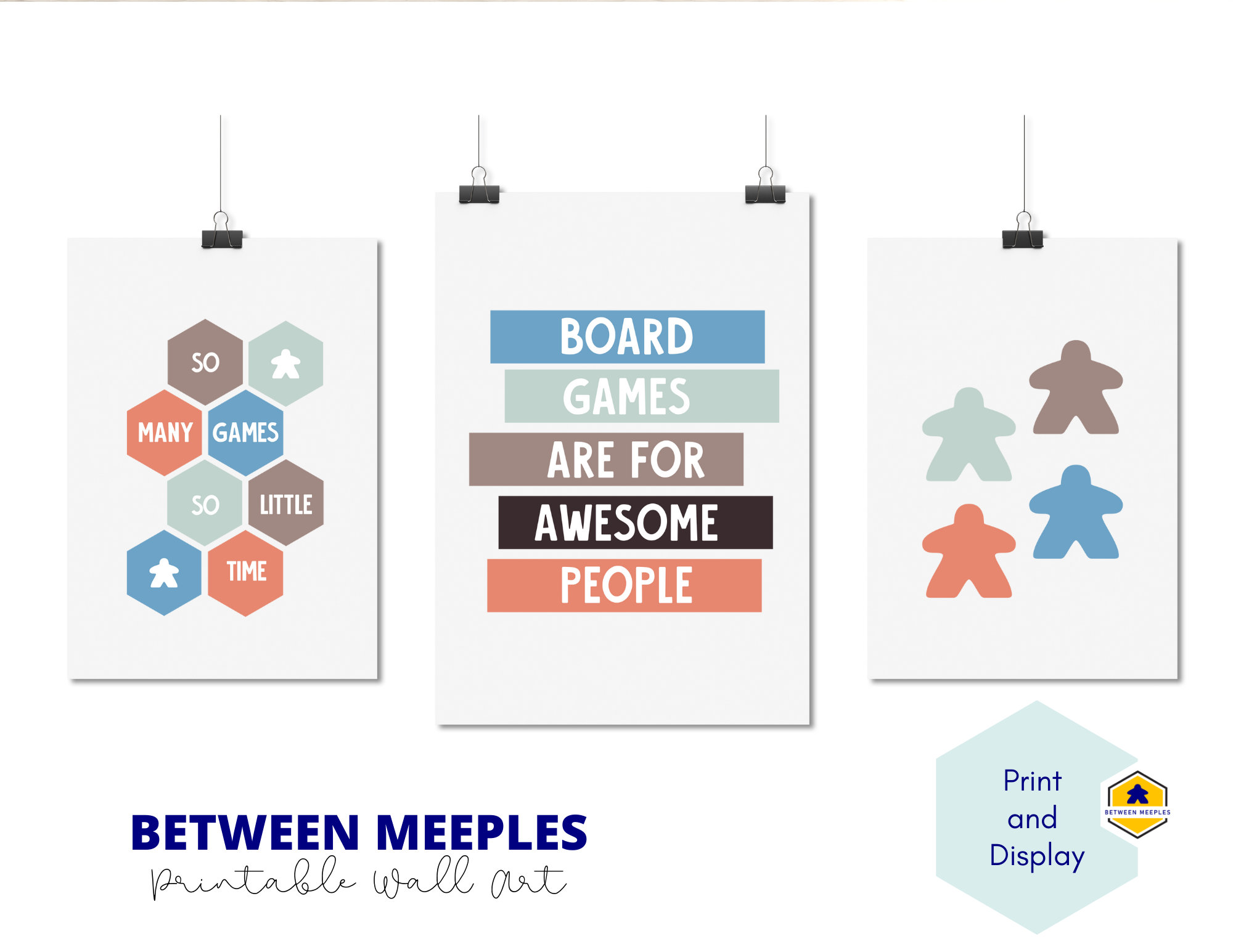 Set of 3 Awesome Board Game Printable Wall Art | Minimalist Digital ...