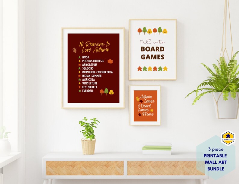 Set of 3 Autumn Themed Board Game Printable Wall Art - Etsy