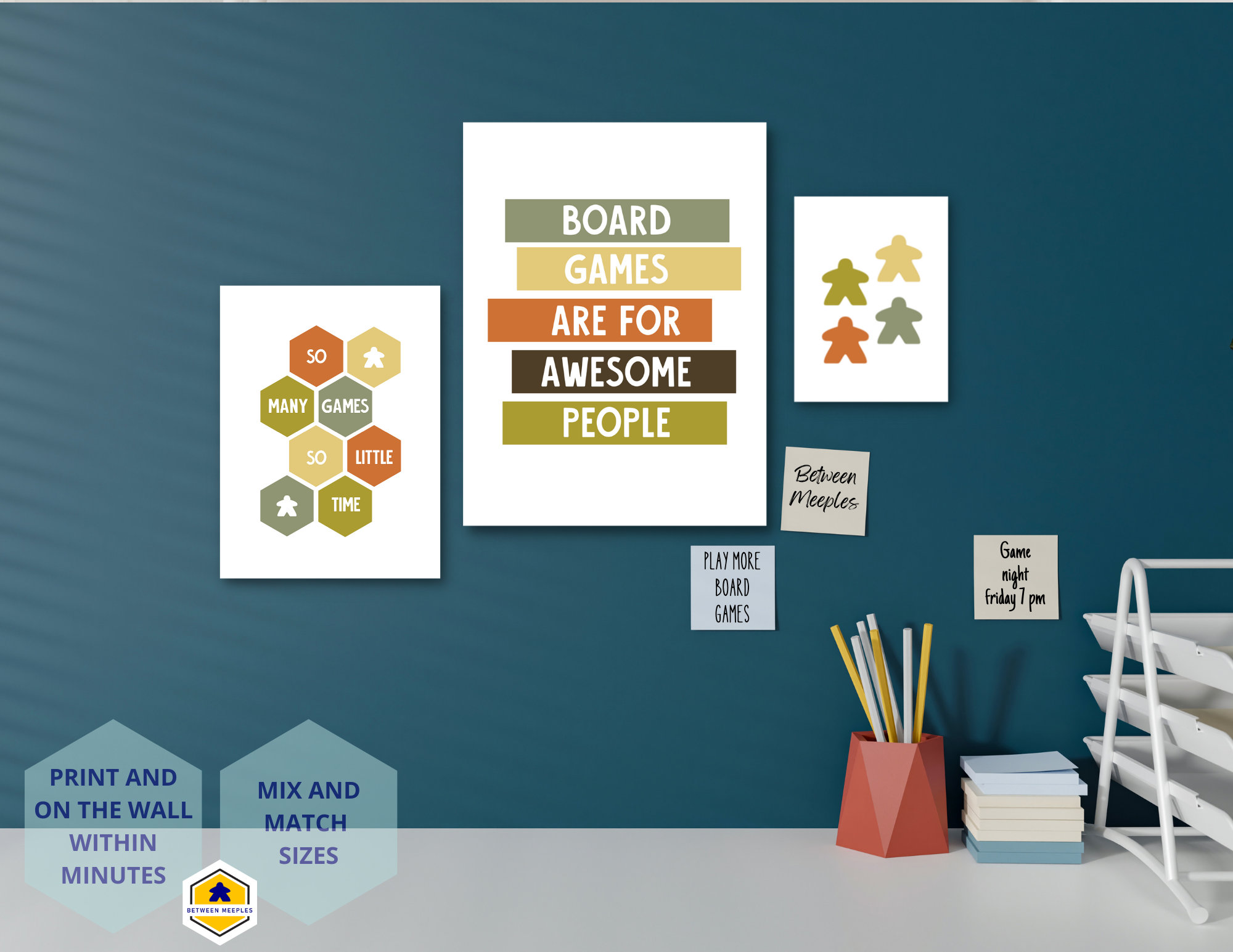 Set of 3 Awesome Board Game Printable Wall Art | Minimalist Digital ...