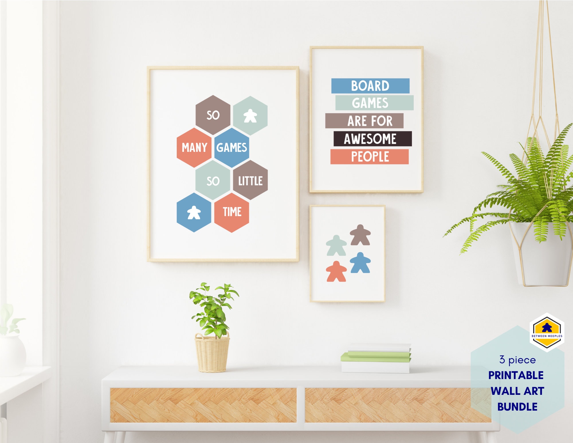 Set of 3 Awesome Board Game Printable Wall Art Minimalist Digital ...