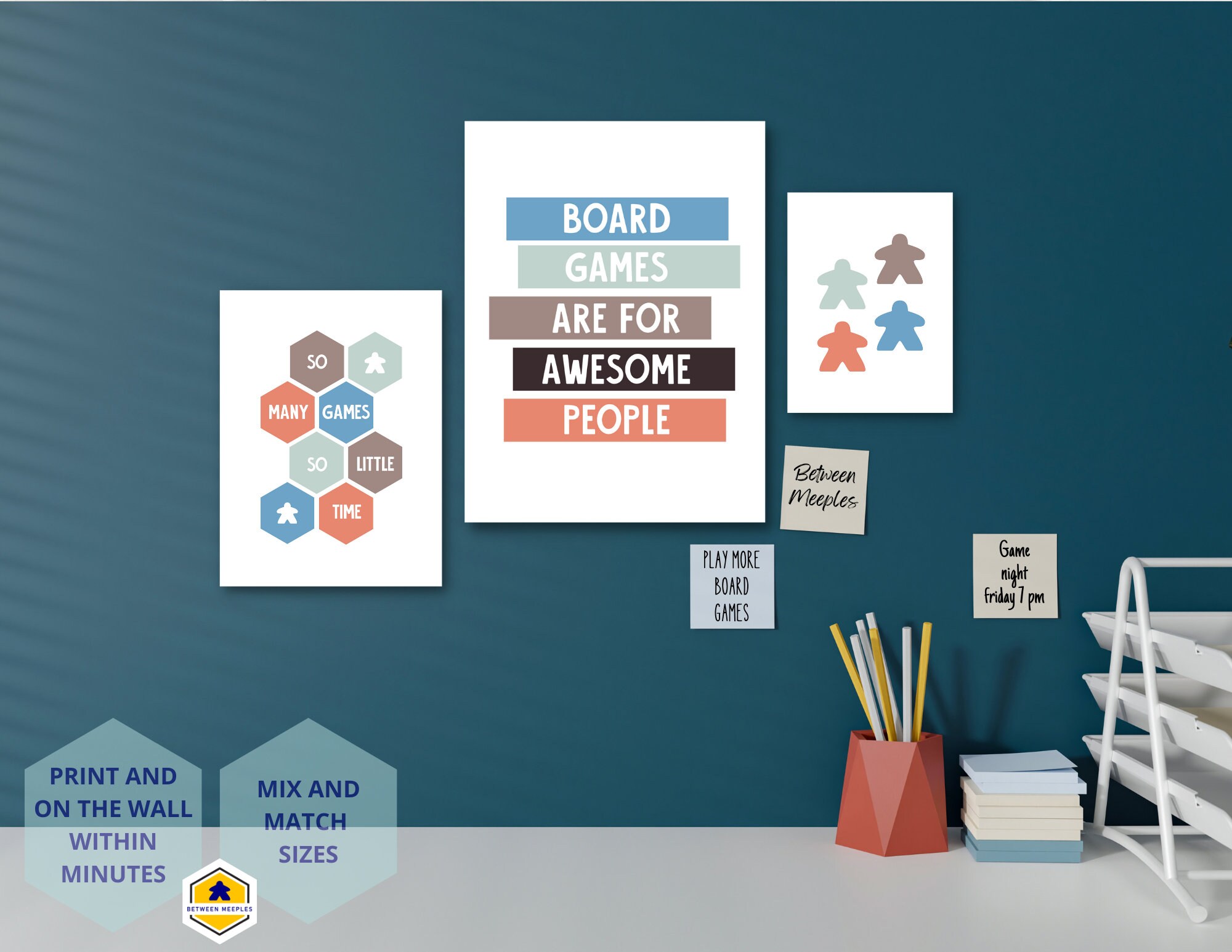 Set of 3 Awesome Board Game Printable Wall Art | Minimalist Digital ...