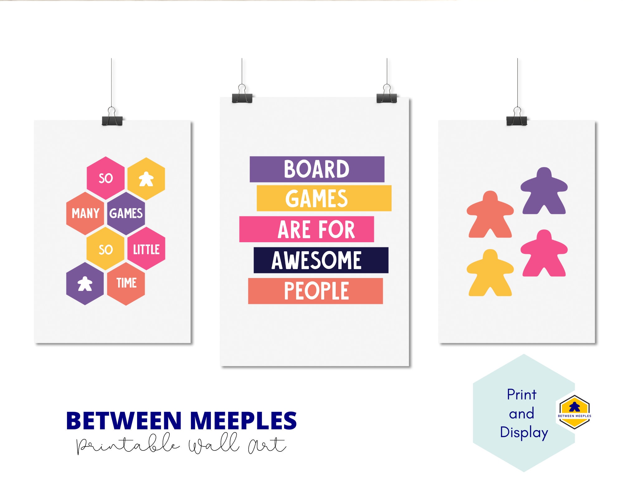 Set of 3 Awesome Board Game Printable Wall Art | Minimalist Digital ...