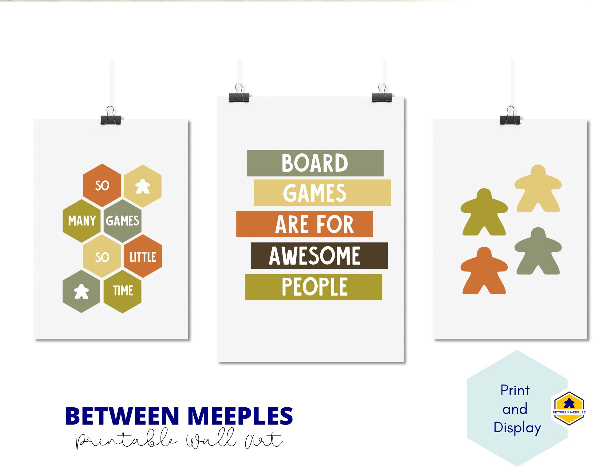 Set of 3 Awesome Board Game Printable Wall Art | Minimalist Digital ...