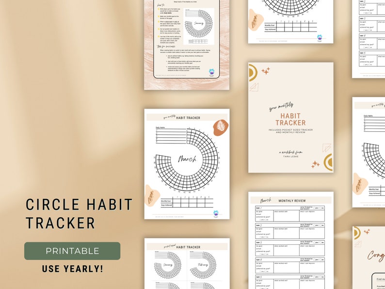 Boho Theme Habit Tracker, Wheel Tracker, Accountability, Monthly Review ...