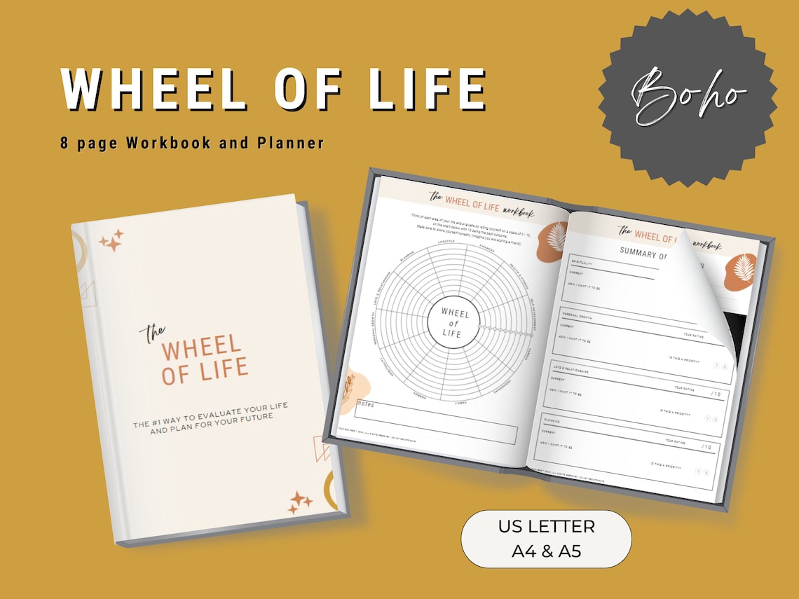 Wheel of Life Worksheets, PDF Printable, Customizable Canva Template ...