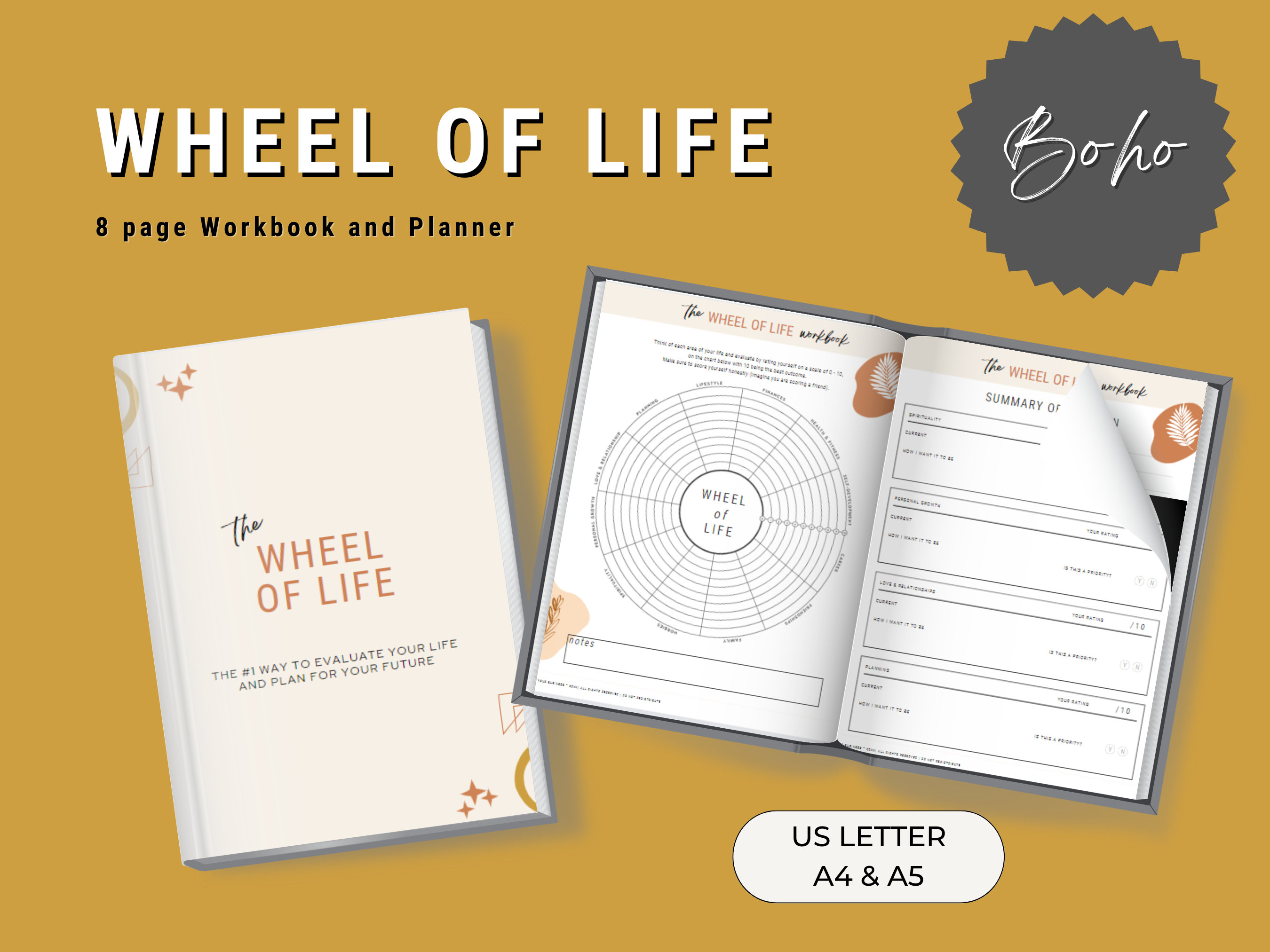 Wheel of Life Worksheets, PDF Printable, Customizable Canva Template ...