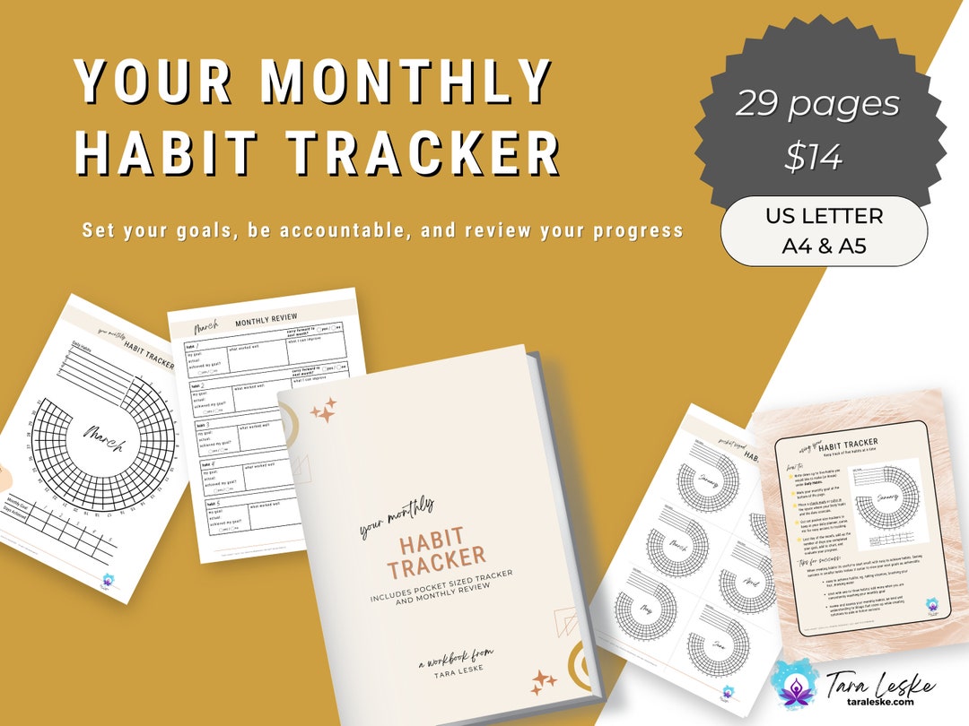 Boho Theme Habit Tracker, Wheel Tracker, Accountability, Monthly Review ...