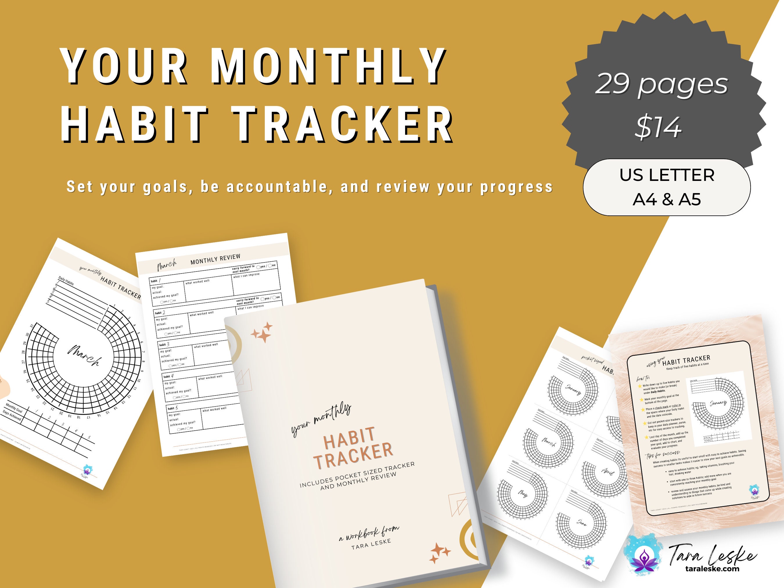 Boho Theme Habit Tracker, Wheel Tracker, Accountability, Monthly Review ...