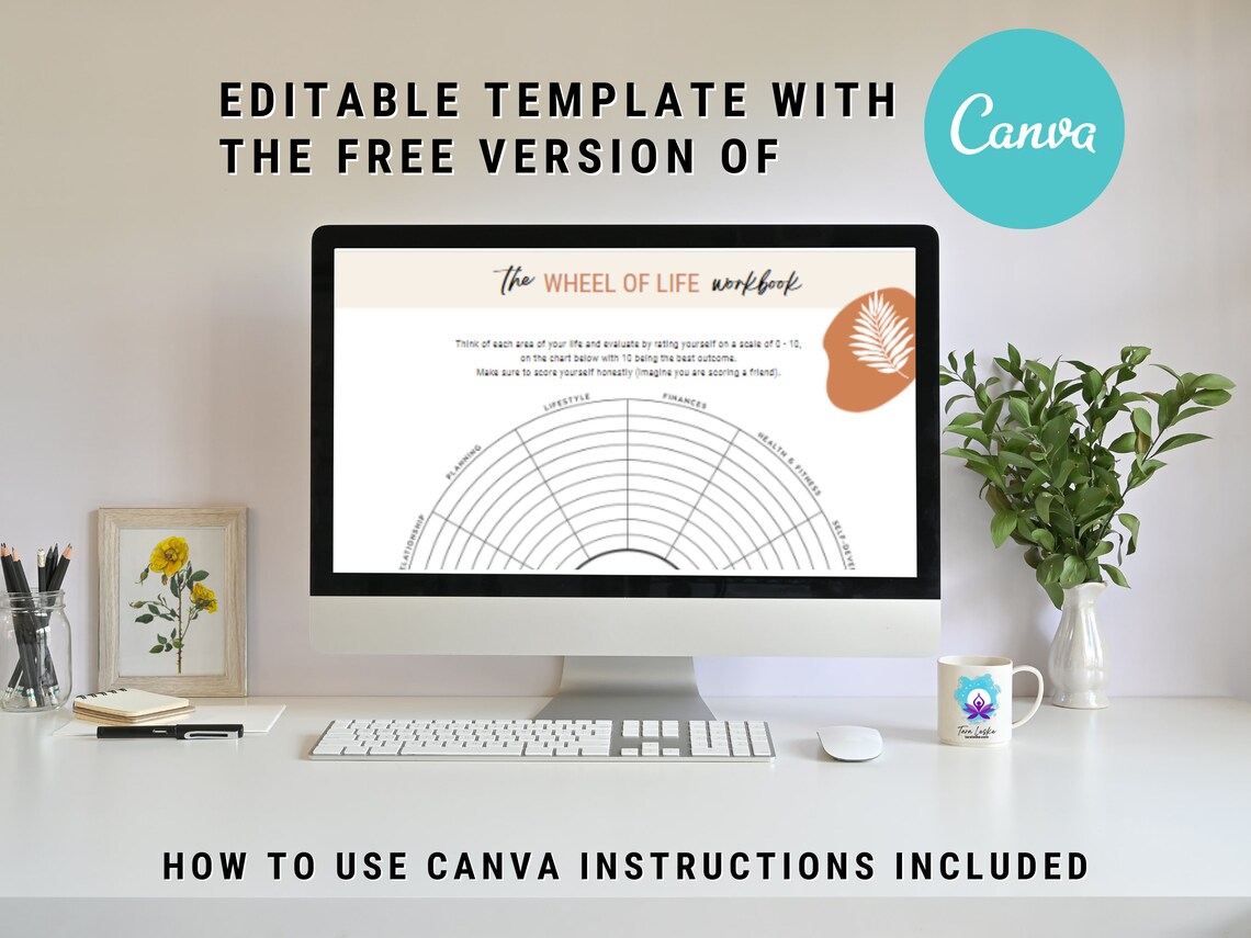 Wheel of Life Worksheets, PDF Printable, Customizable Canva Template ...