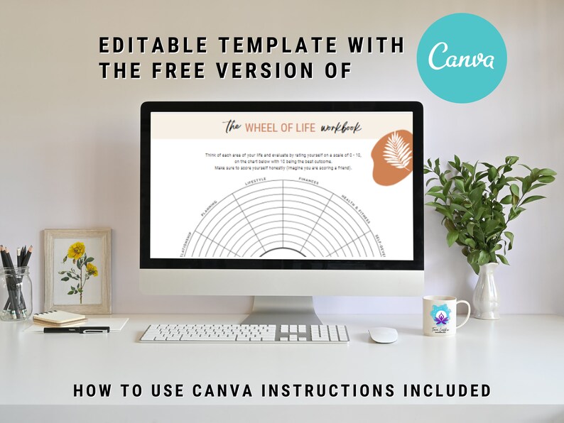 Wheel of Life Worksheets, PDF Printable, Customizable Canva Template ...