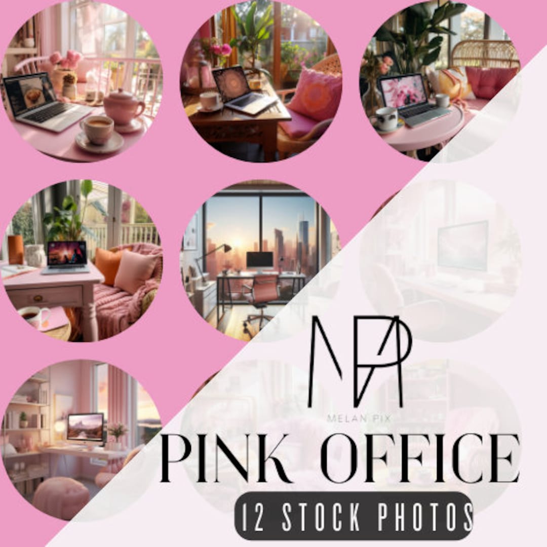 Pink Home Office Stock Photos | INSTANT DOWNLOAD | Pink Themed Work ...
