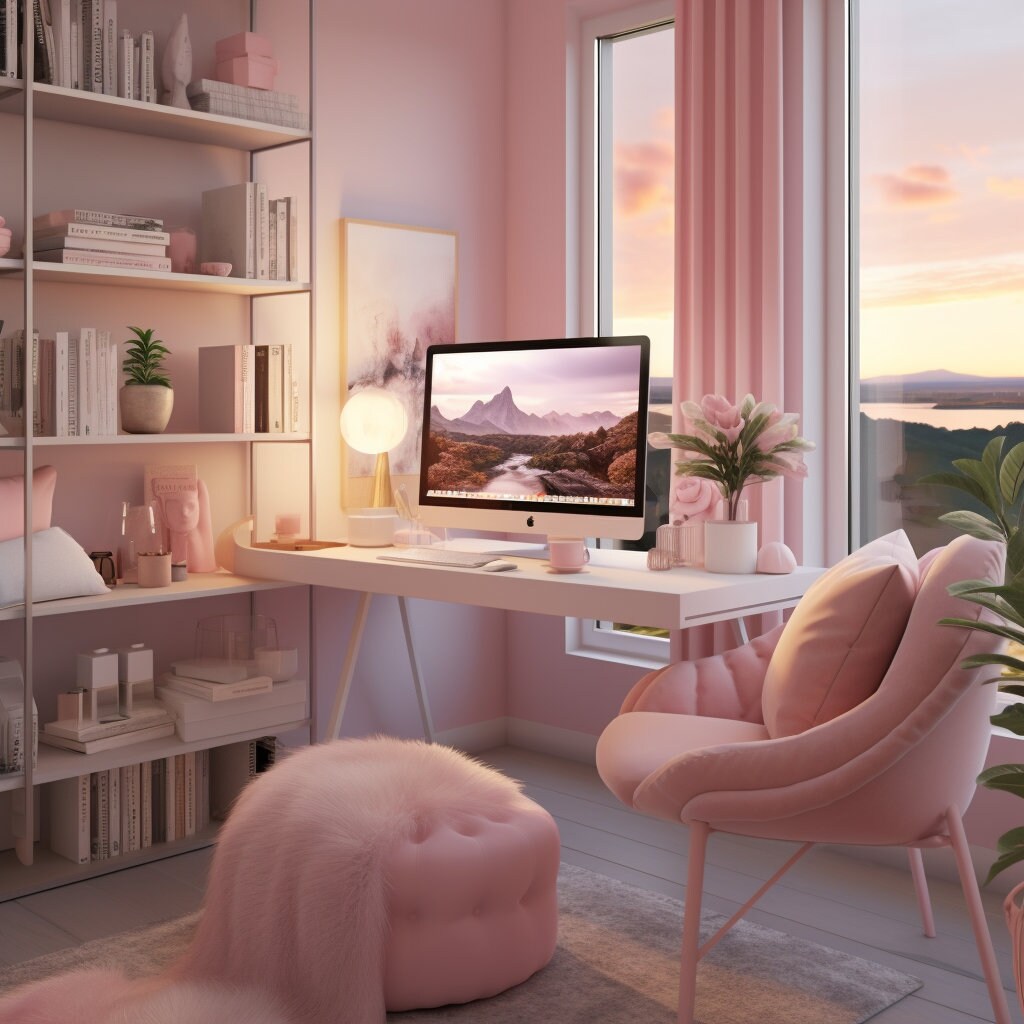 Pink Home Office Stock Photos | INSTANT DOWNLOAD | Pink Themed Work ...