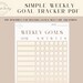 Simple Weekly Goals Checklist Handout PRINTABLE | Weekly Worksheet PDF ...