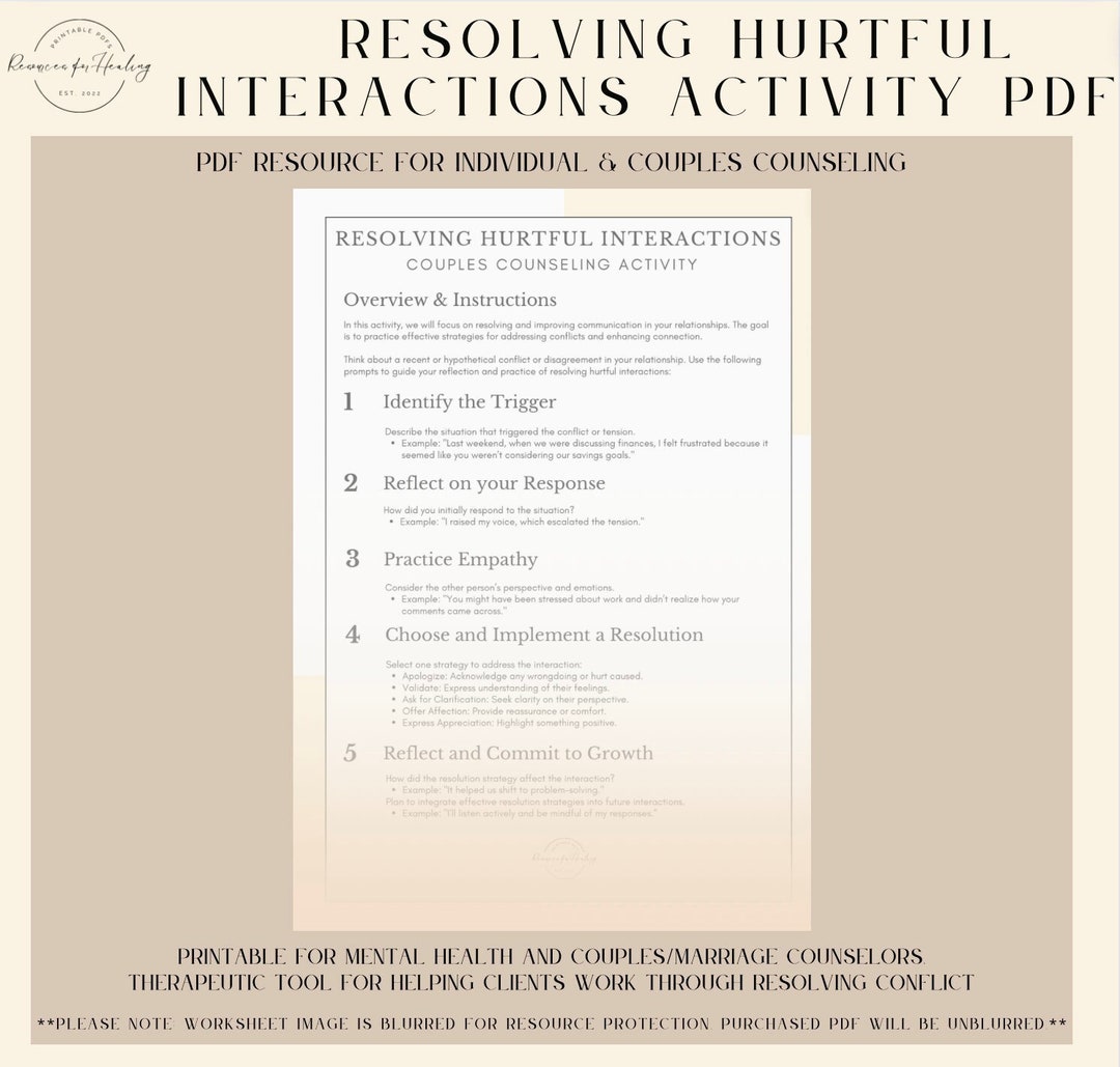 Resolving Hurtful Interactions Therapy PDF | Couples Counseling ...